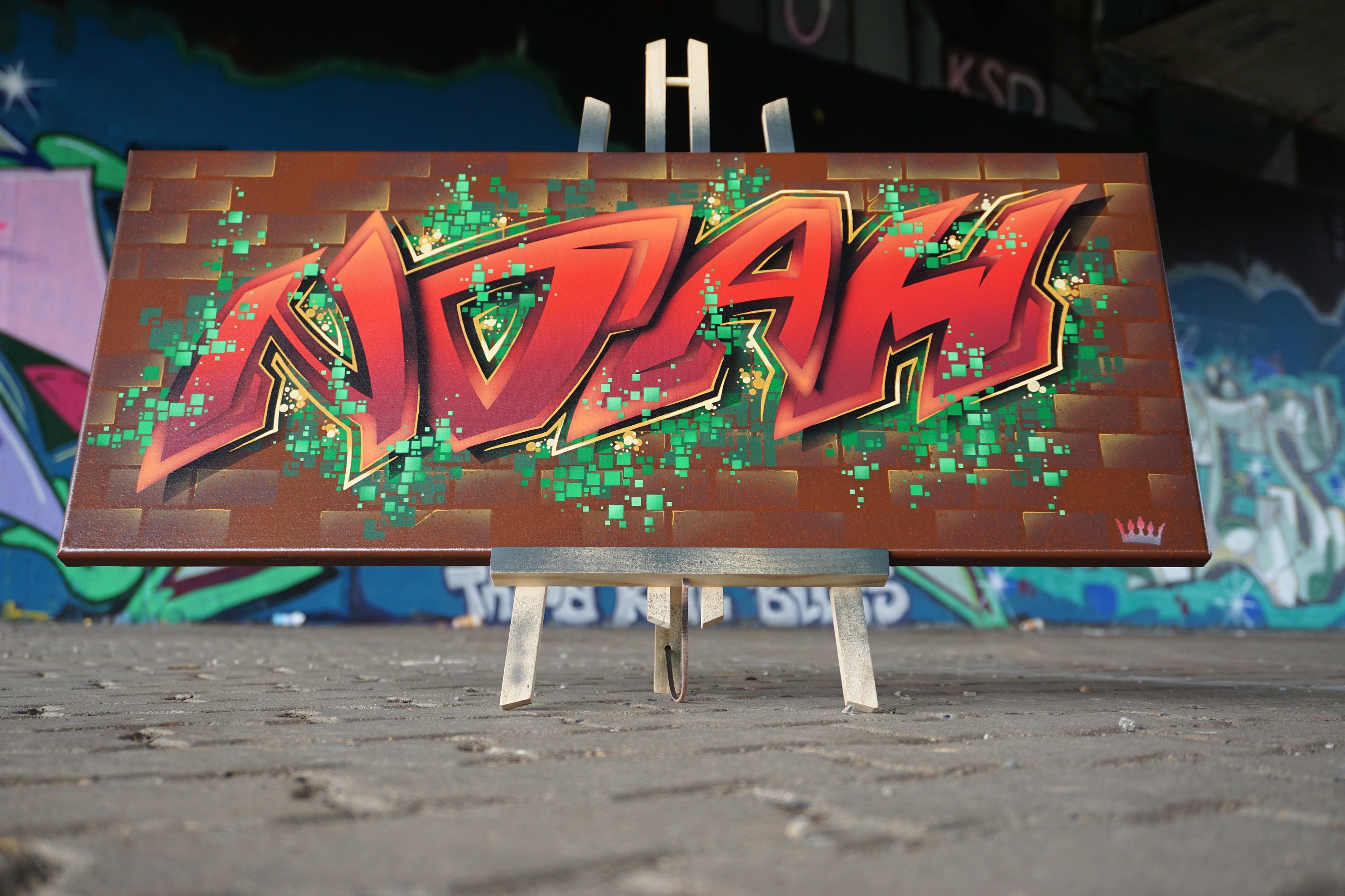 Graffiti Canvas With Your Name on It. Noah Graffiti Canvas, Handmade ...