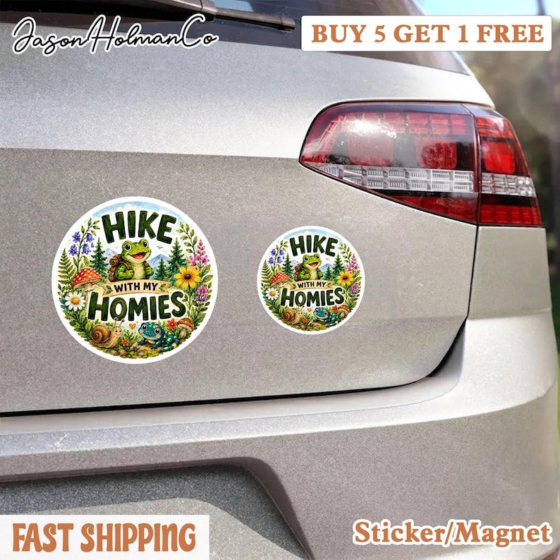Hike With My Homies Sticker, Frog Snail Lizard Camping Decal ...