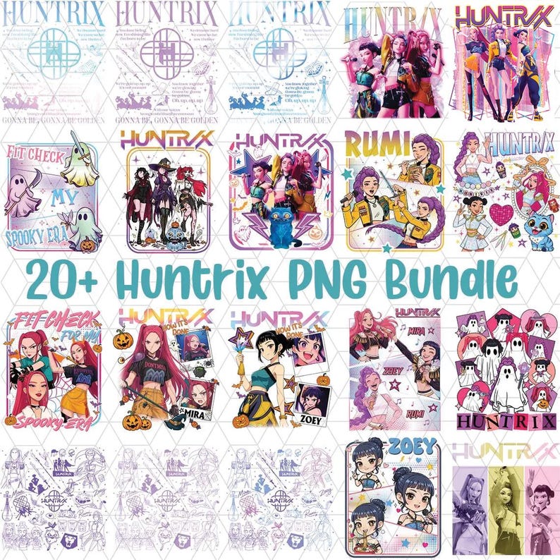 Kpop Huntrix Png Bundle, Demon Hunters Png, Kpop Idol Group Shirt ...