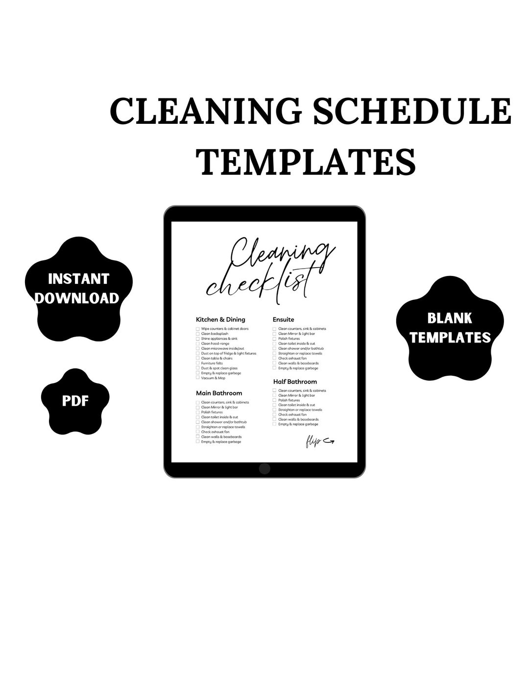 Weekly Cleaning Checklist Minimalist Cleaning Schedule Printable
