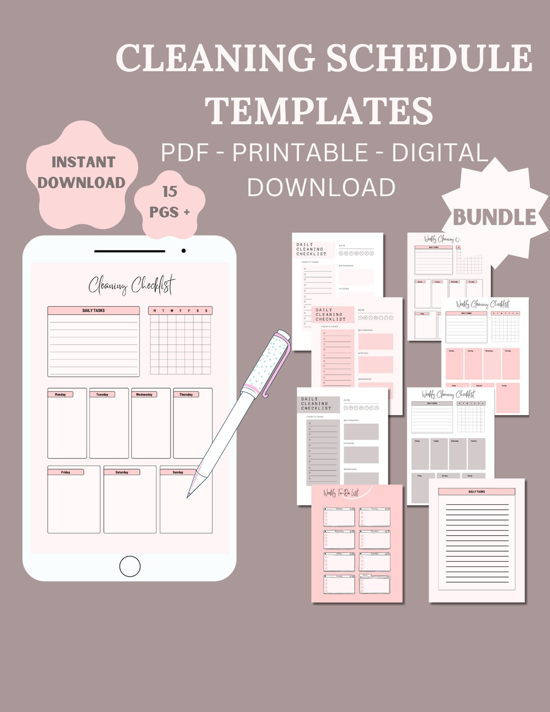 Ultimate Cleaning Schedule Bundle,cleaning Planner Bundle,weekly ...