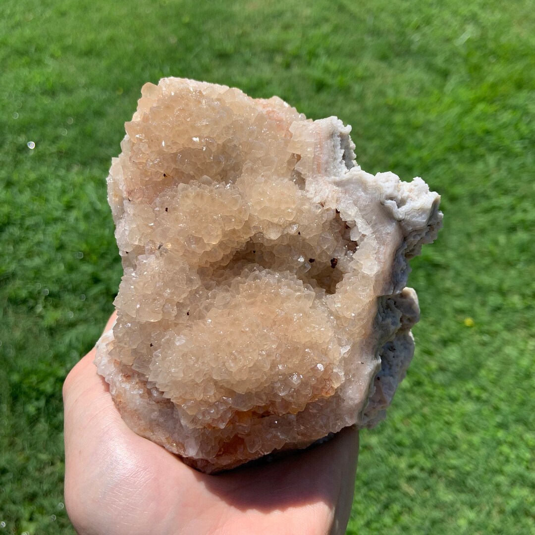 Large Druzy Quartz Crystal on Lace Agate - Natural Missouri Druzy ...