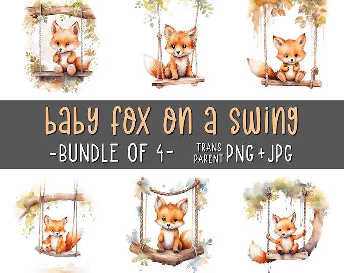 Woodland Animals Clipart, Fox, Bear, Bunny, Rabbit, Baby Fox, Baby Bear ...