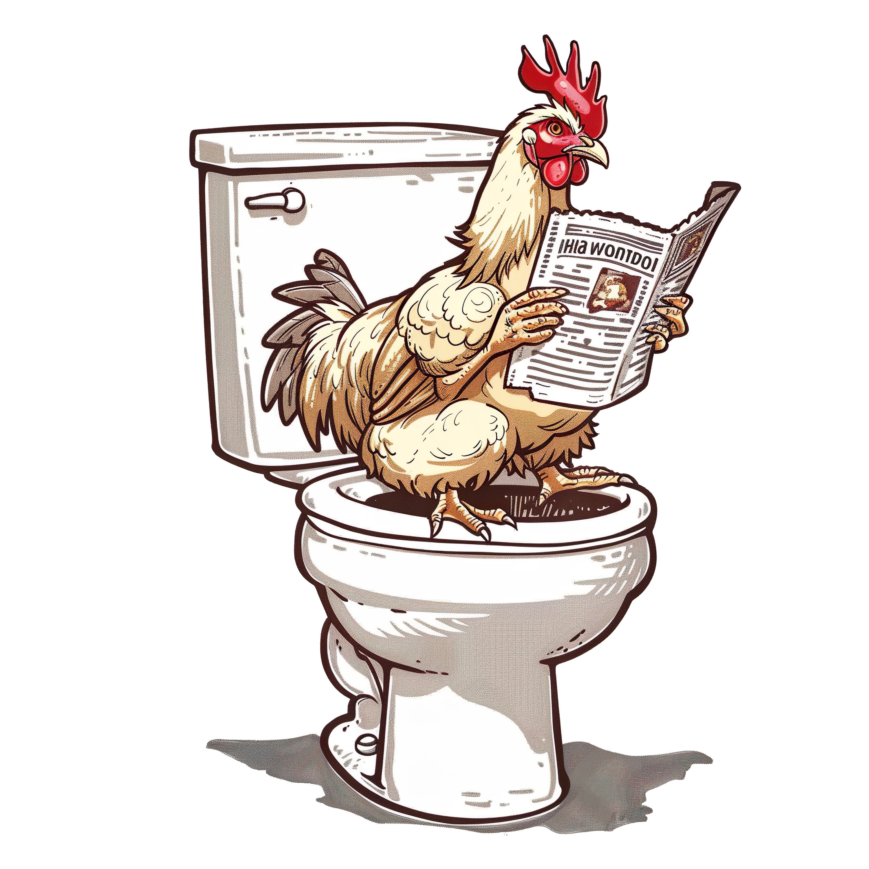 Chickens on Toilet, Bundle of 7, Funny Animal Clipart, Chicken Wall Art ...