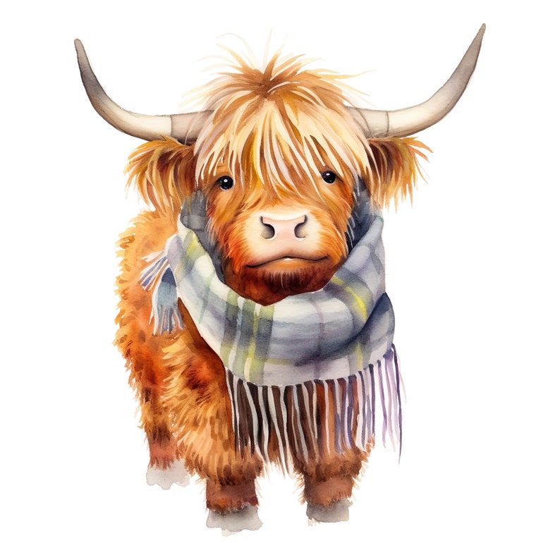 Funny Highland Cow Clipart Bundle, Cute Animal Clipart, Highland Cow ...
