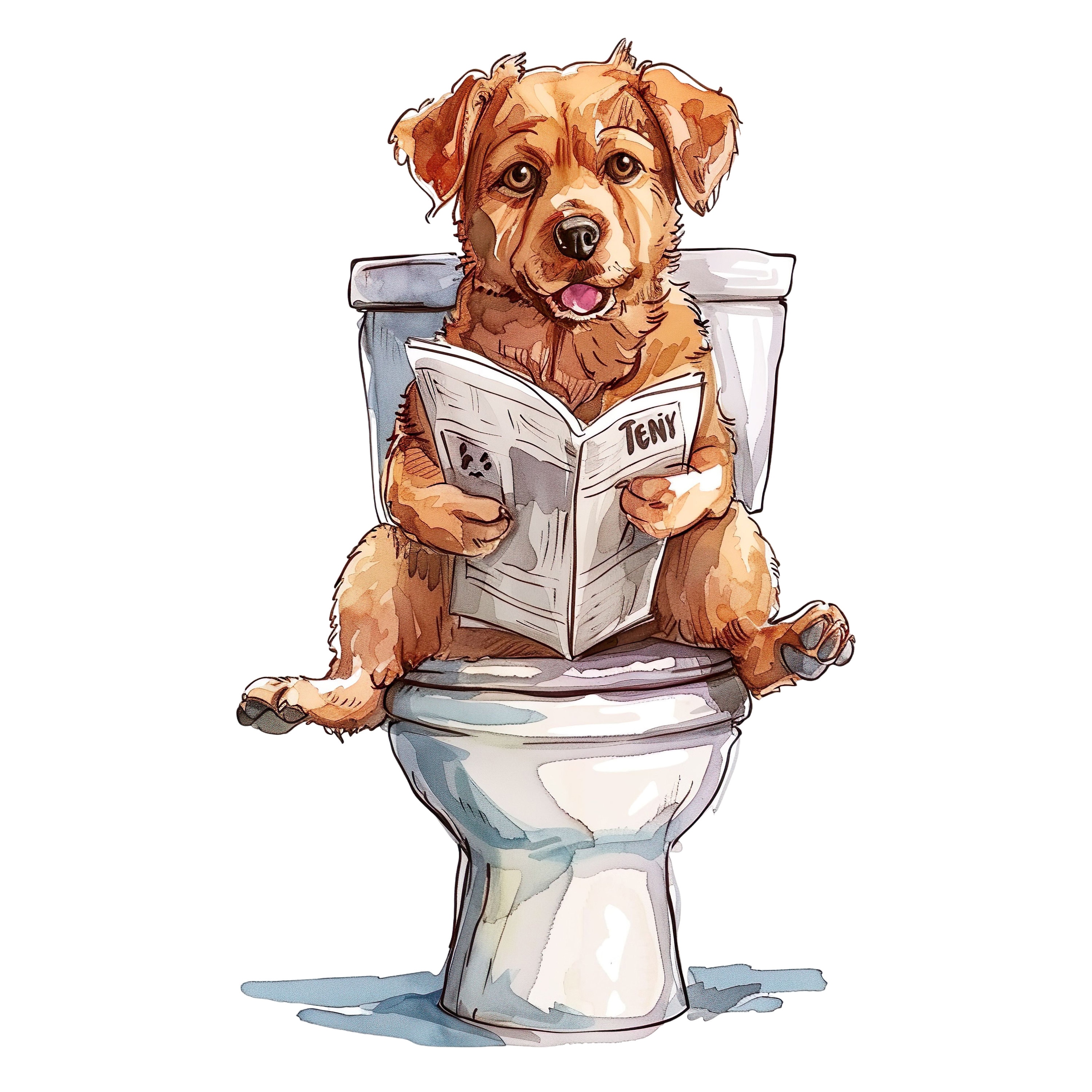 Dogs on Toilet, Bundle of 8, Funny Animal Clipart, Dog Lover Wall Art ...