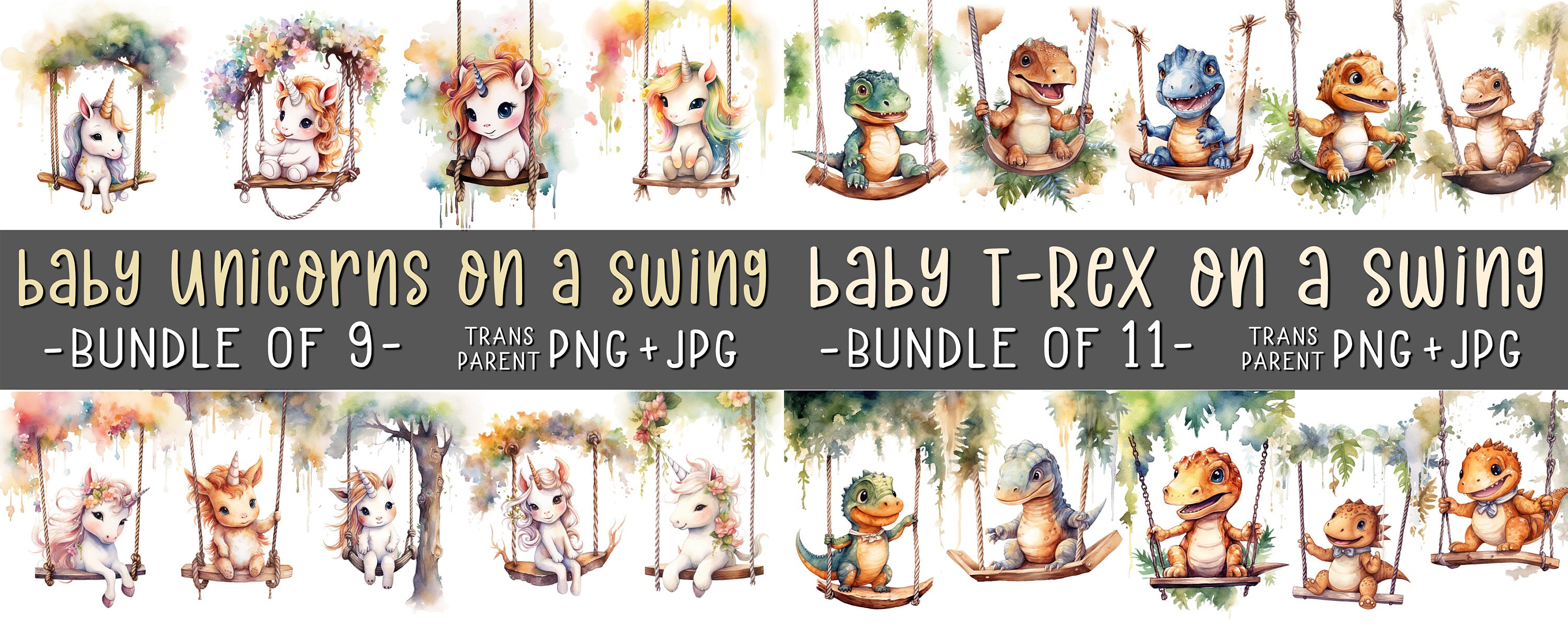 Baby Animals on a Swing, Bundle of 22, Cute Animal Clipart, Funny ...