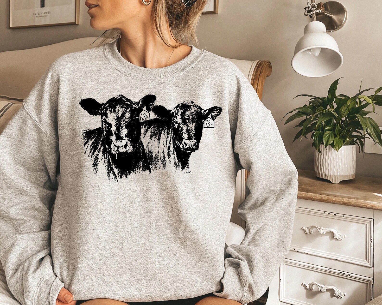 Cow Sweatshirt, Cow Shirt, Western Crewneck Comfort Sweatshirt ...