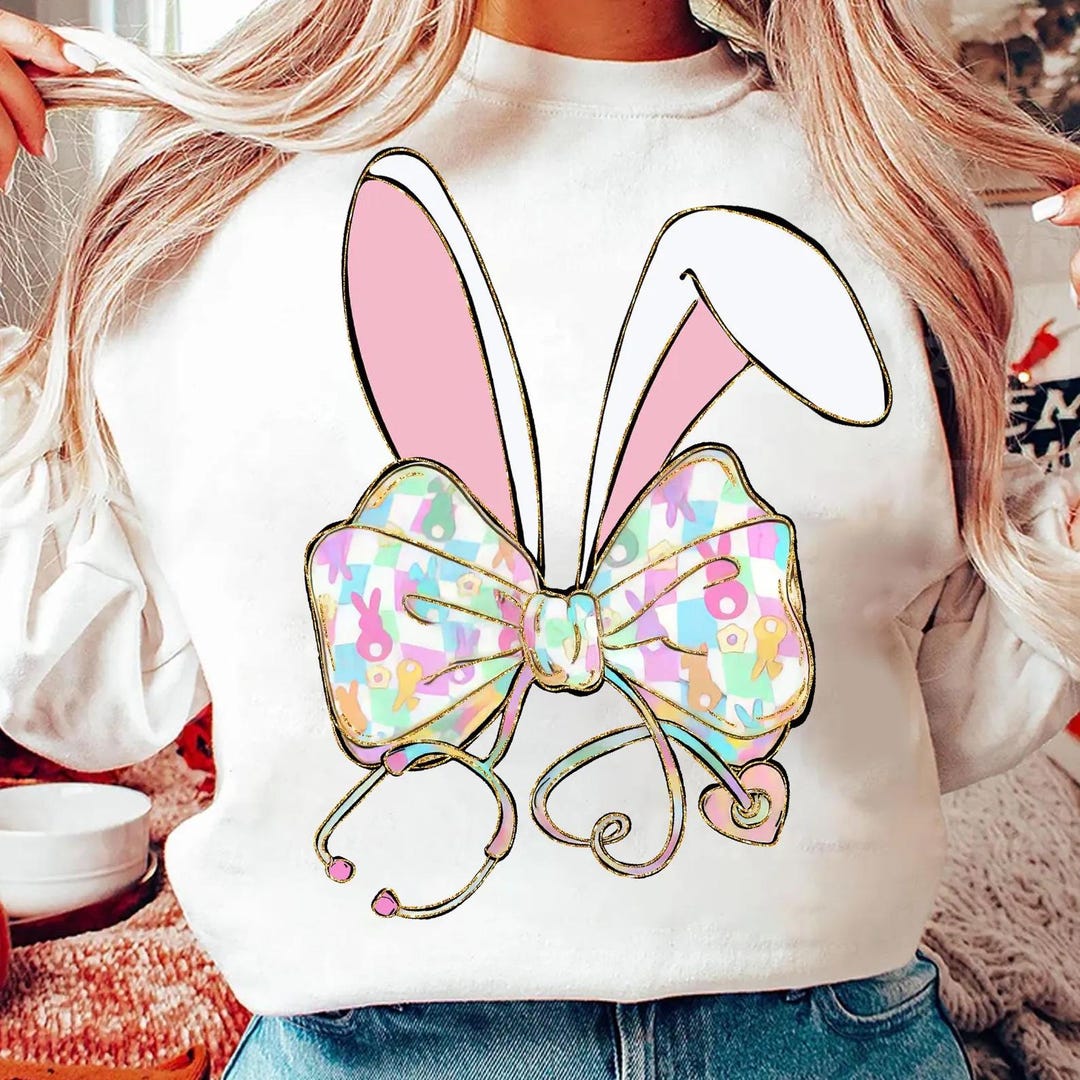 Easter Bunny Nurse Coquette Shirt, Nurse Easter Day Shirt, Happy Easter ...