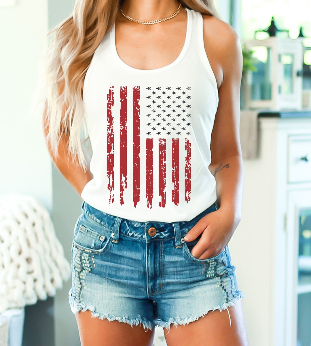 4th of July Top Women. American Flag Tank Top. Patriotic Clothing. July ...