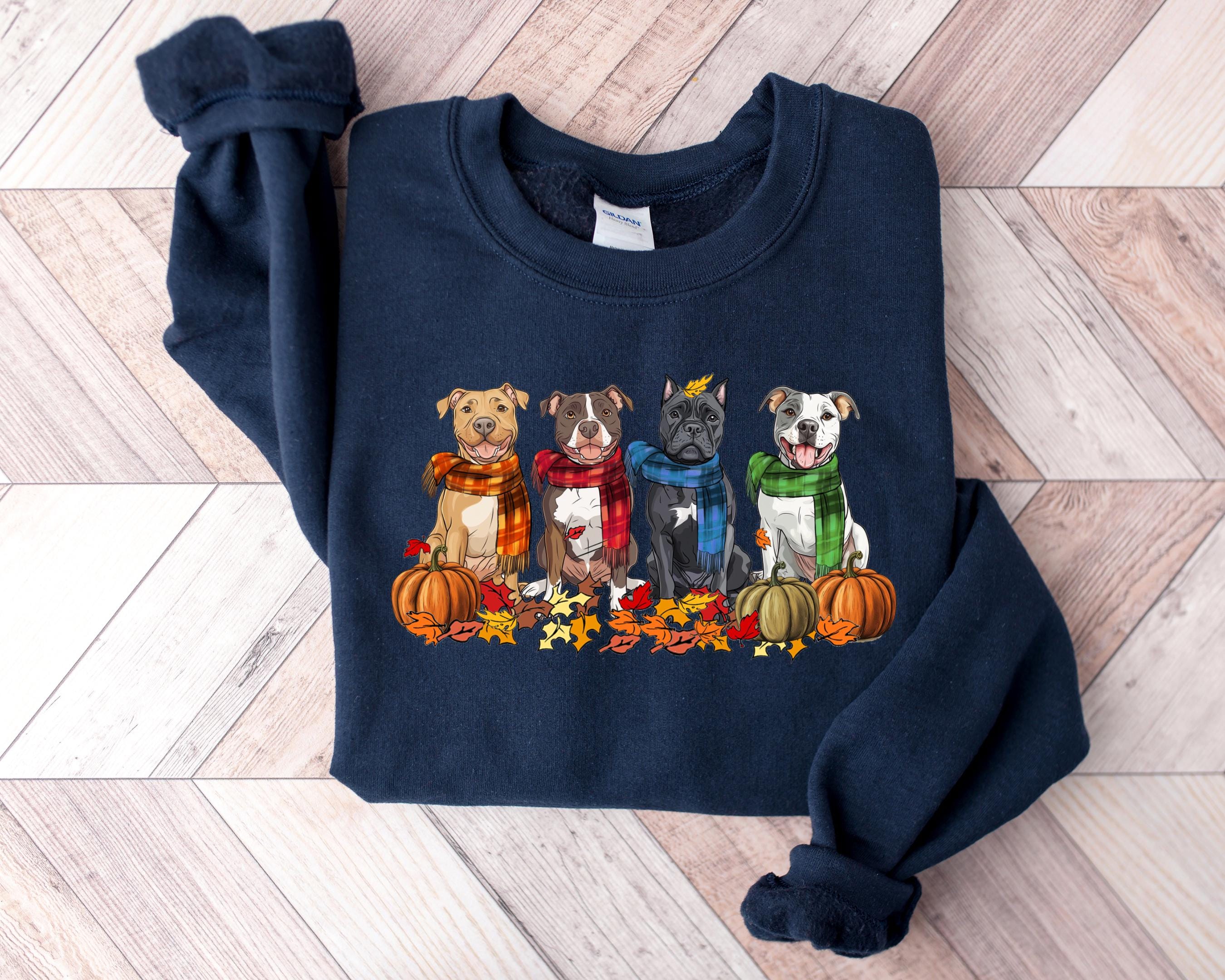 Pitbull Fall Dog Sweatshirt, Pitbull Ghost Dogs Sweatshirt,fall Dog ...
