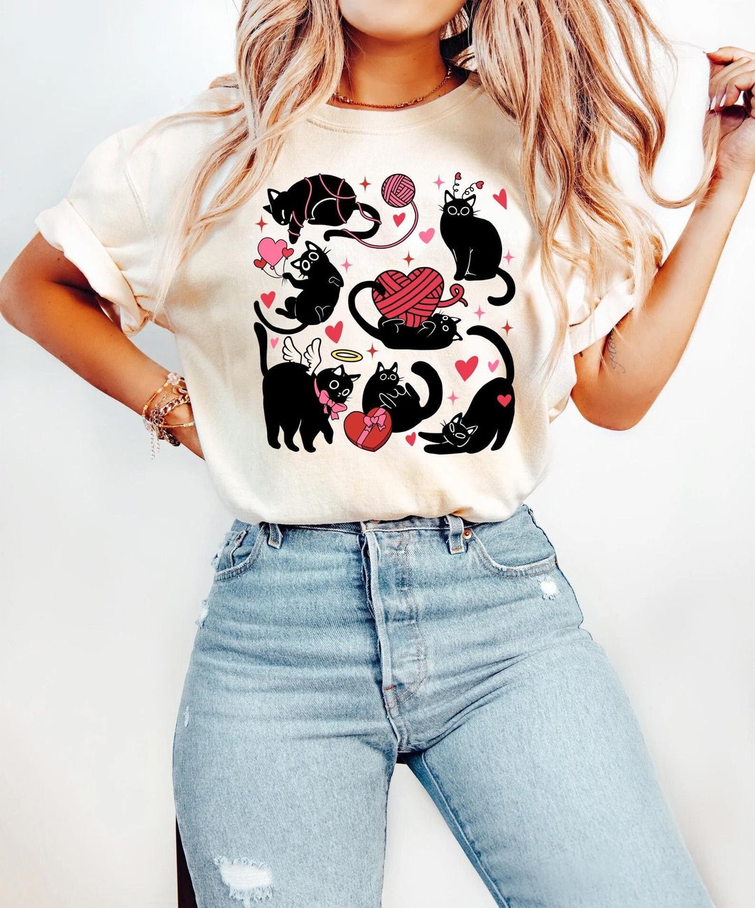 Valentine Cute Cats Shirt, Valentine Cat Shirt, Funny Valentine Shirt ...