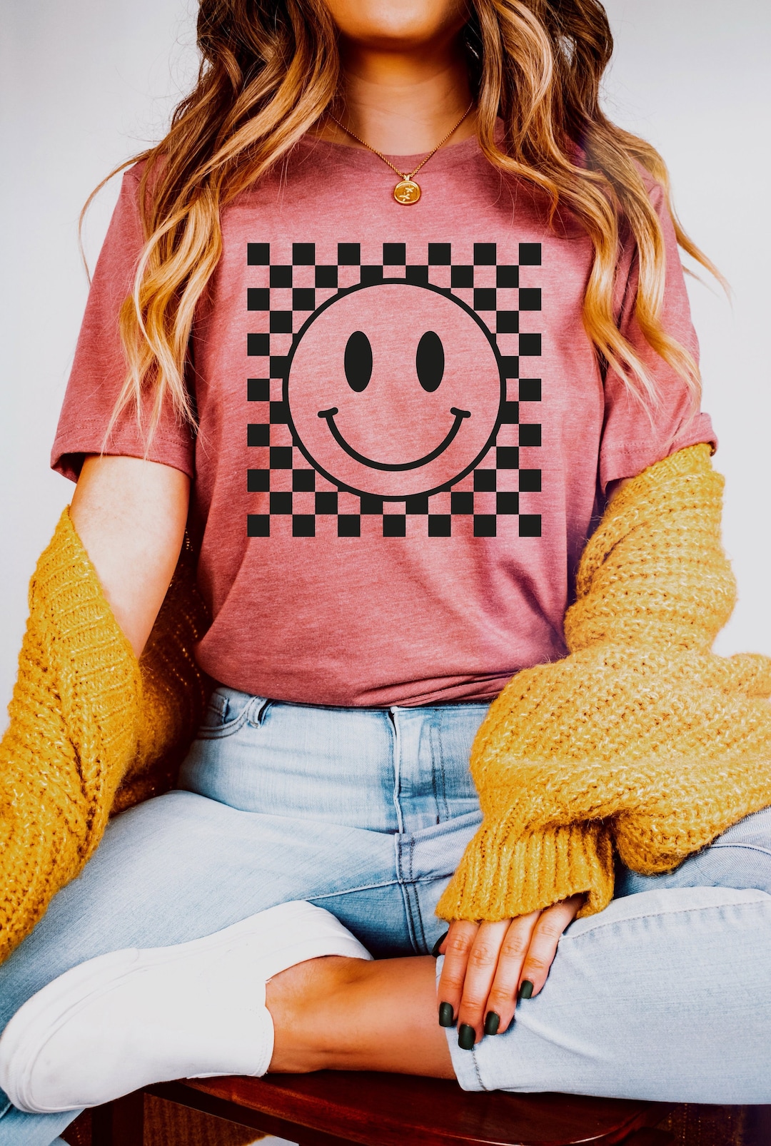 Smiley Face Shirt, Happy Face Hoodie, Smiley Face Checkered Shirt ...