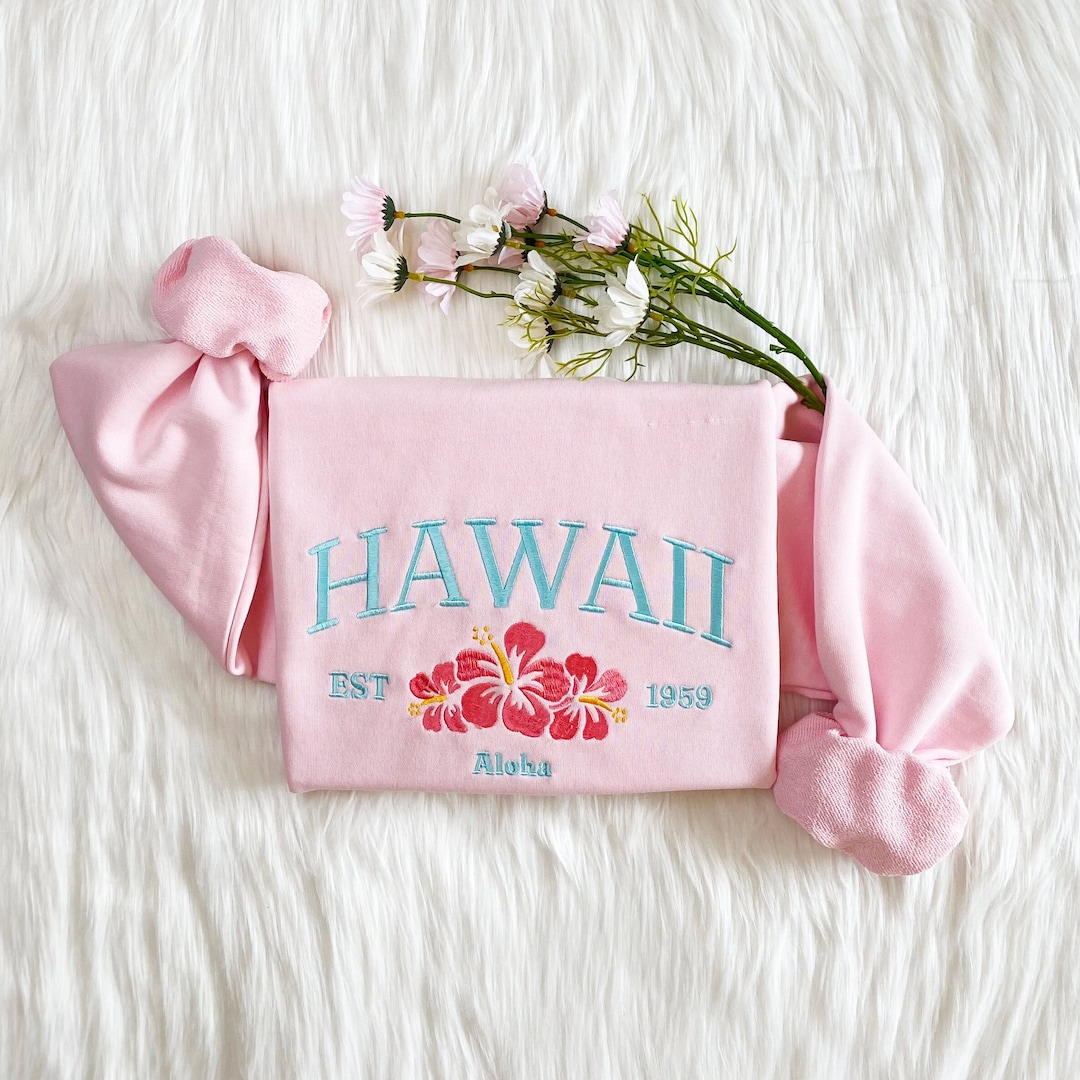 Hawaii Embroidered Sweatshirt: Aloha State, Honolulu Crew Neck - Etsy