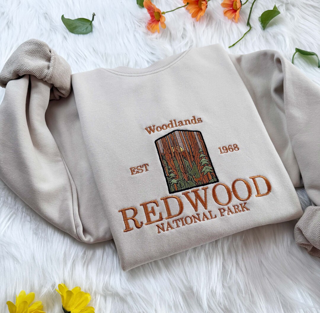 Embroidered Redwood National Park Sweatshirt, Woodland Embroidered ...