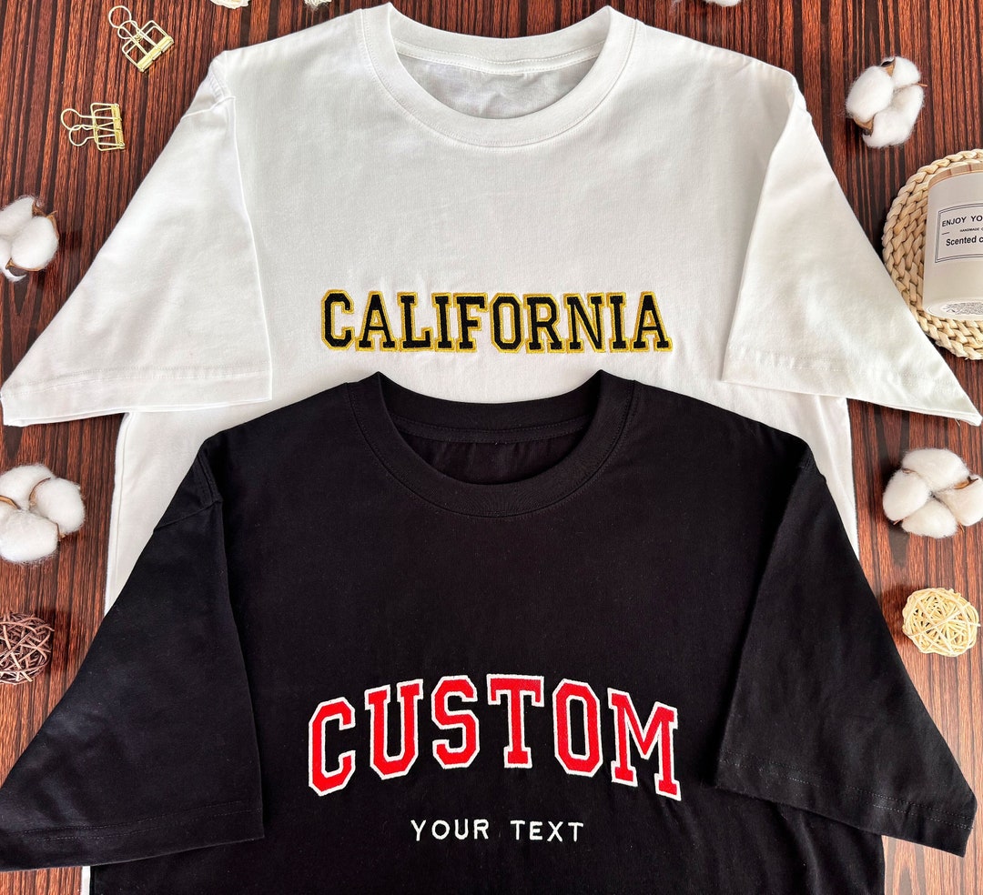 Custom Embroidered Varsity T-shirt: Personalized University Crewneck - Etsy
