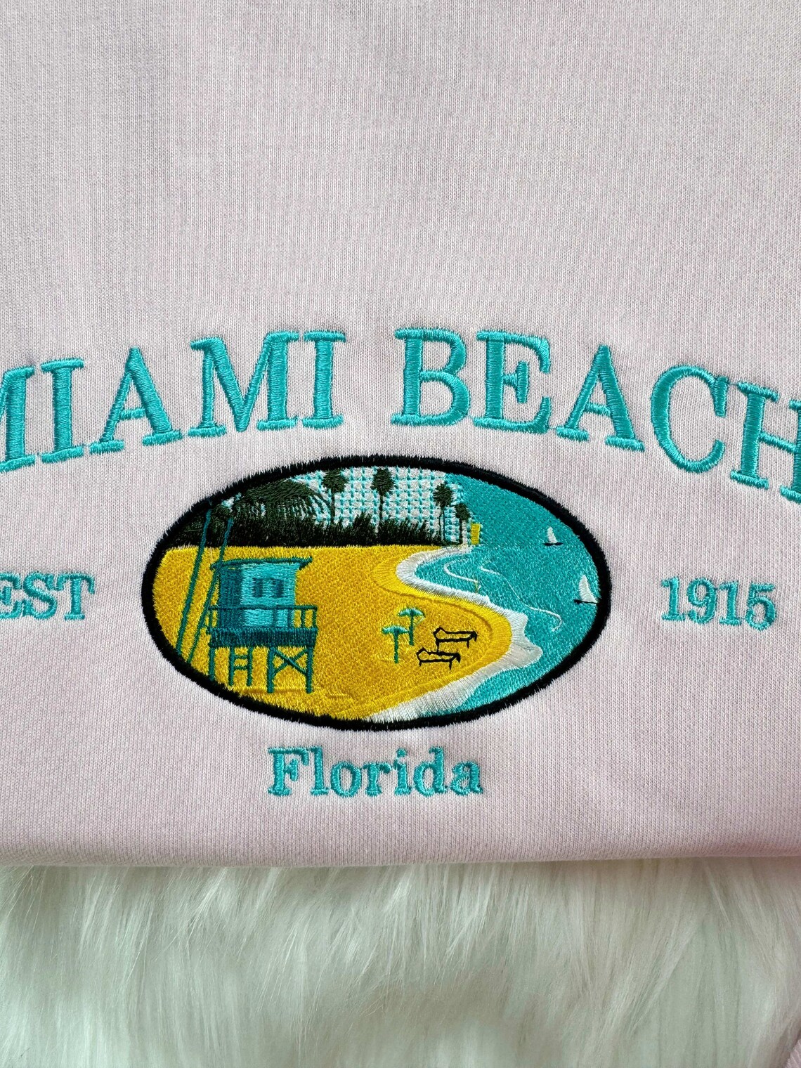 Embroidered Miami Beach Sweatshirt: Florida Crew Neck Hoodie - Etsy