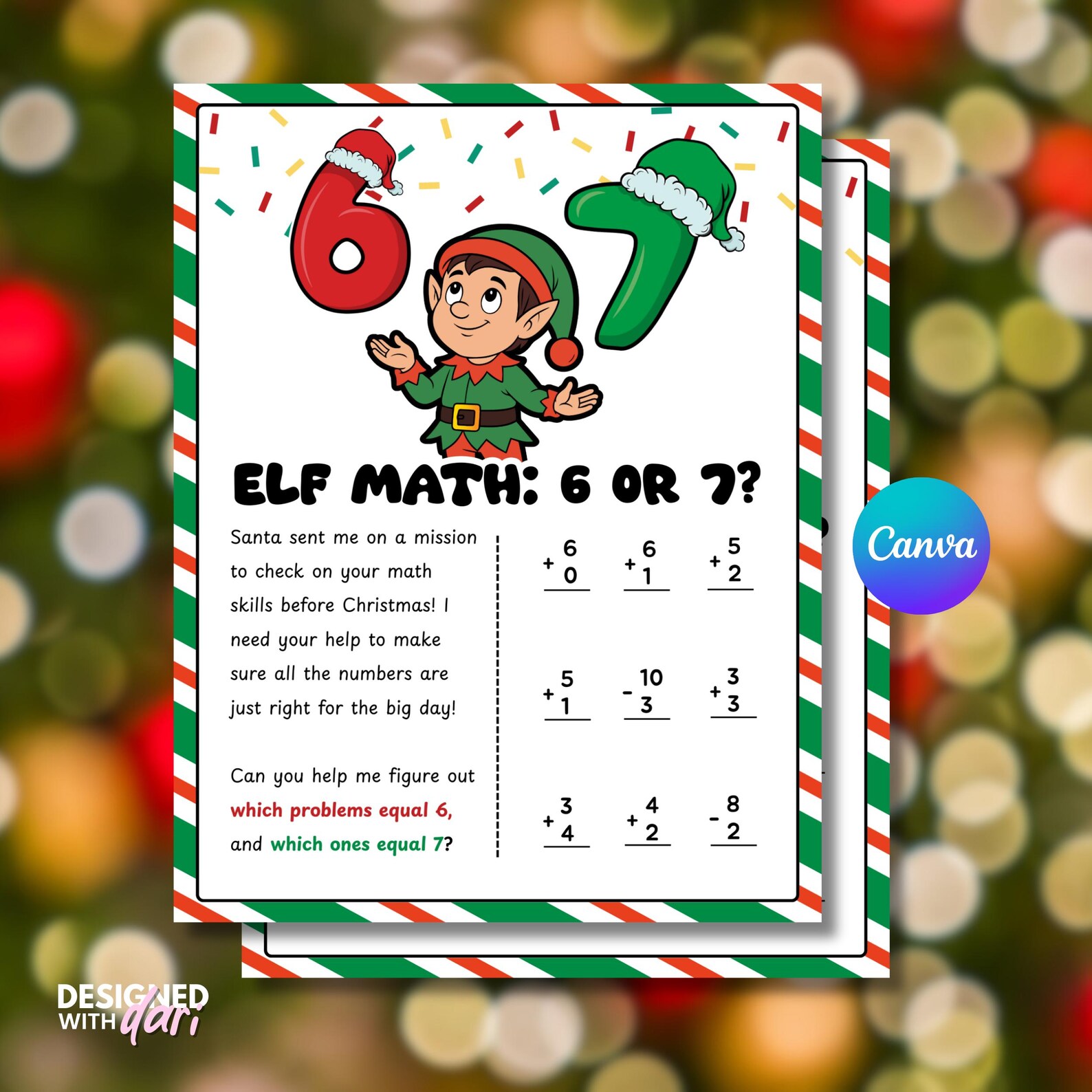 Printable 67 Elf Math Worksheet, Elf 67 Activity Page for Christmas, 67 ...