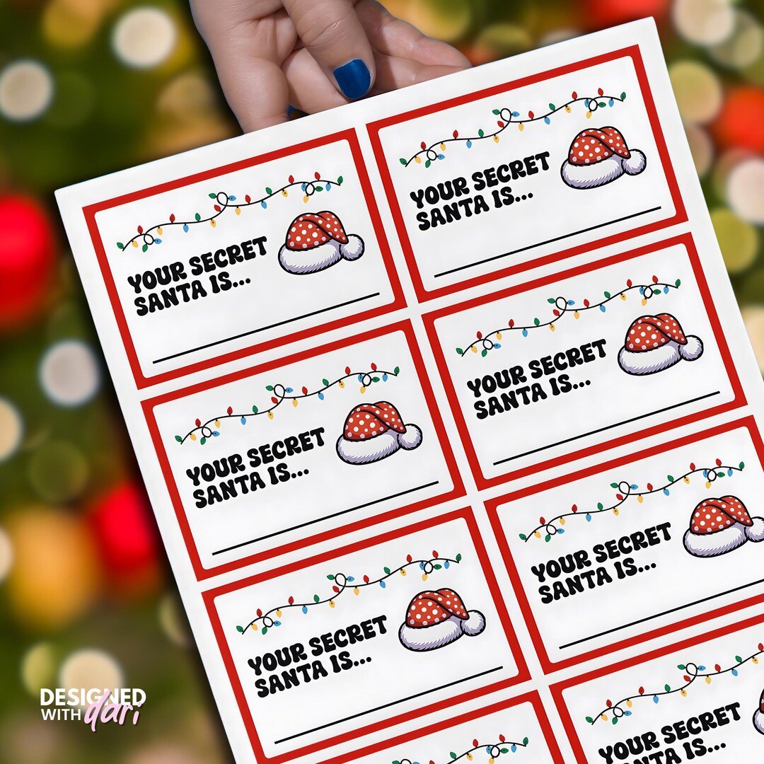 Secret Santa Name Draw Cards Printable, Secret Santa Cards for Drawing ...