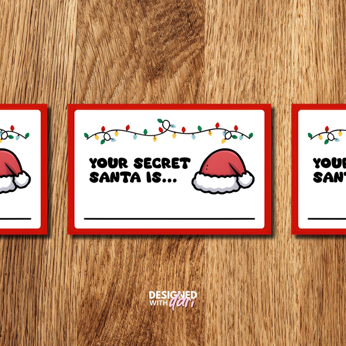 Printable Secret Santa Cards for Drawing Office Party, Secret Santa ...