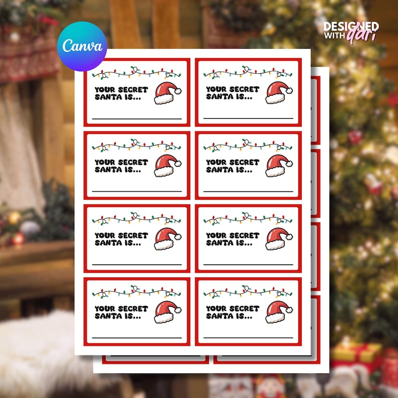 Printable Secret Santa Cards for Drawing Office Party, Secret Santa ...