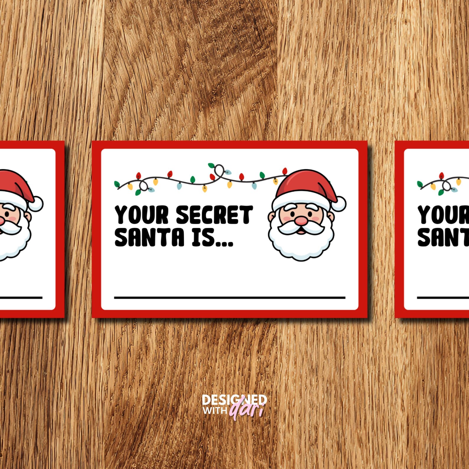 Printable Secret Santa Name Draw Cards, for Office Party, Secret Santa ...