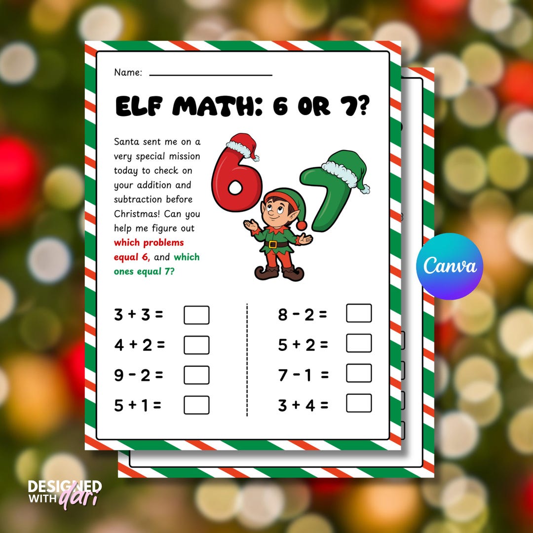 67 Elf Themed Math Worksheet, Elf Arrival Worksheet, Educational ...