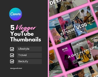 20 Youtube Thumbnail Templates for Vloggers Lifestyle, Fashion, Beauty ...