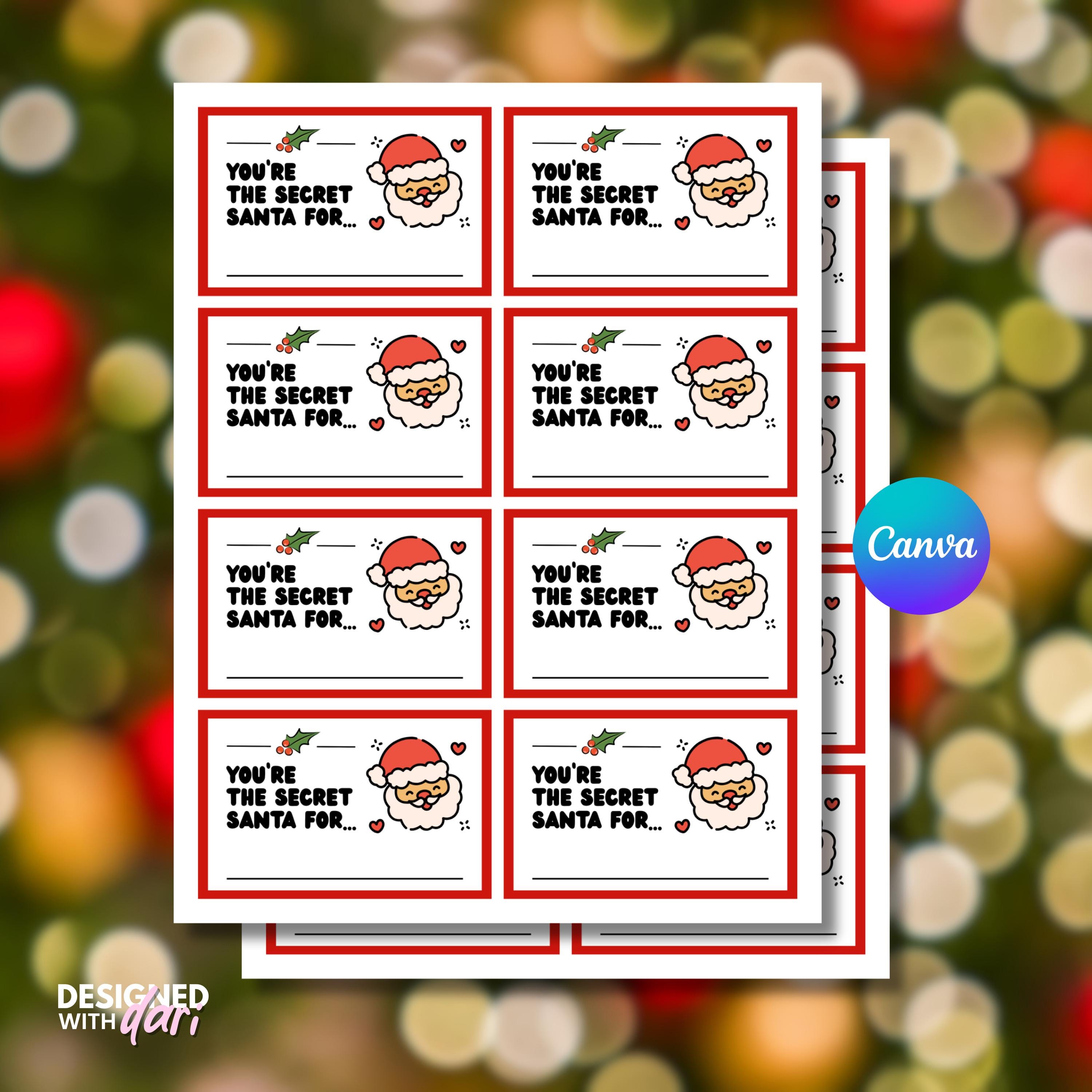 Secret Santa Card for Office Party, Printable Secret Santa Drawing ...