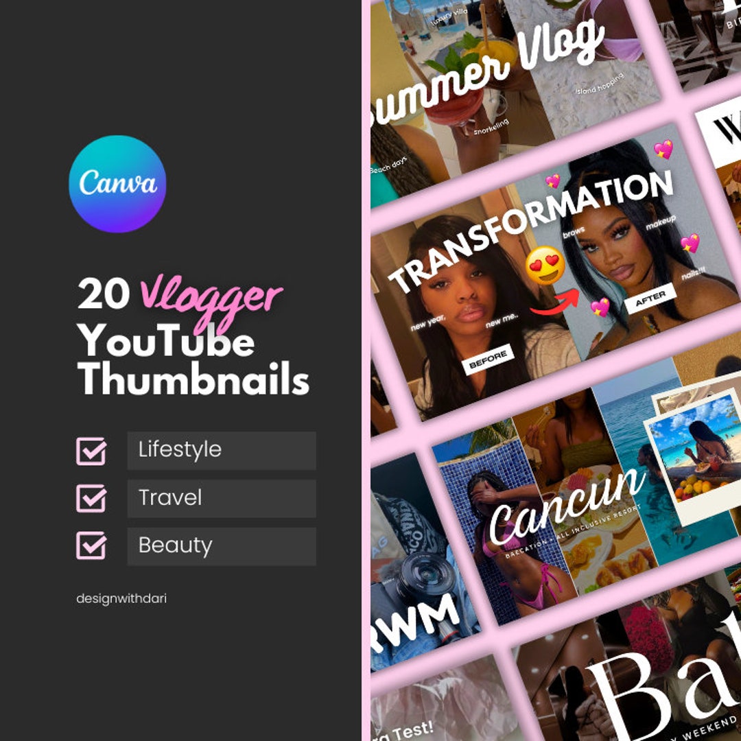 20 Youtube Thumbnails for Vloggers | Lifestyle, Fashion, Beauty Kit ...