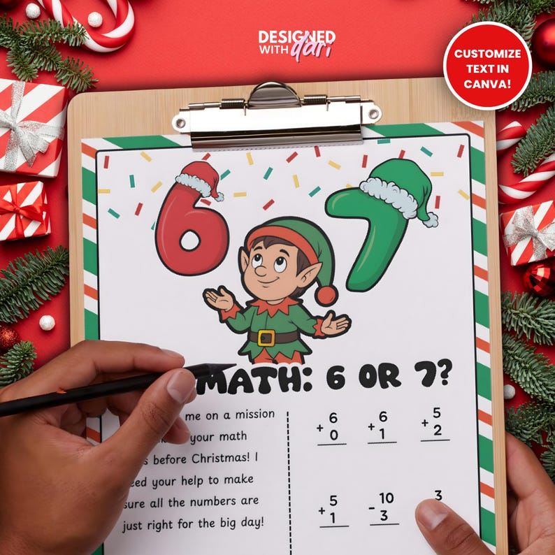 Printable 67 Elf Math Worksheet, Elf 67 Activity Page for Christmas, 67 ...