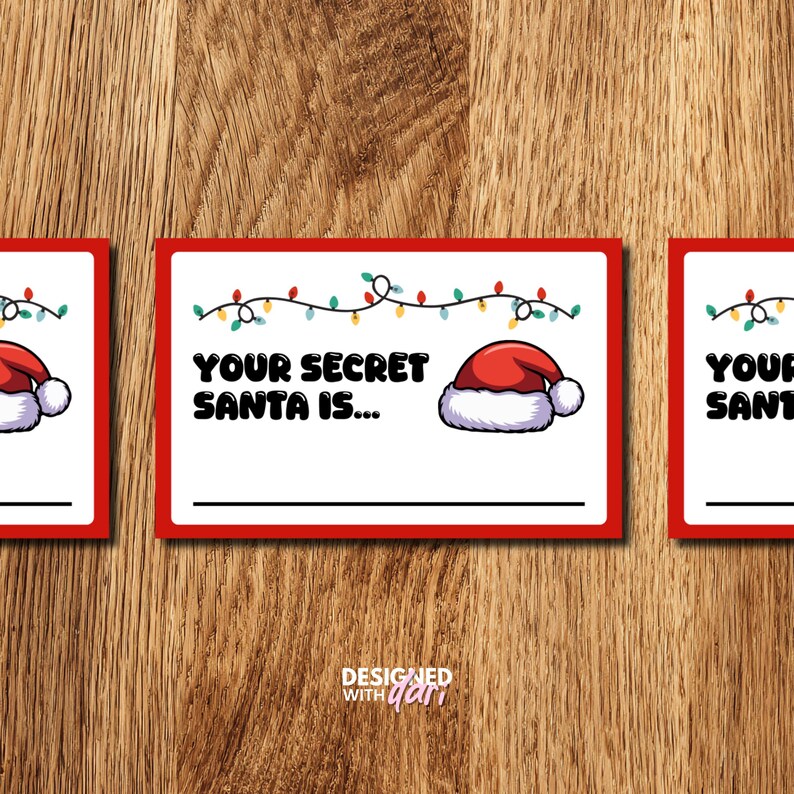 Printable Secret Santa Cards for Office Party Game, Secret Santa ...