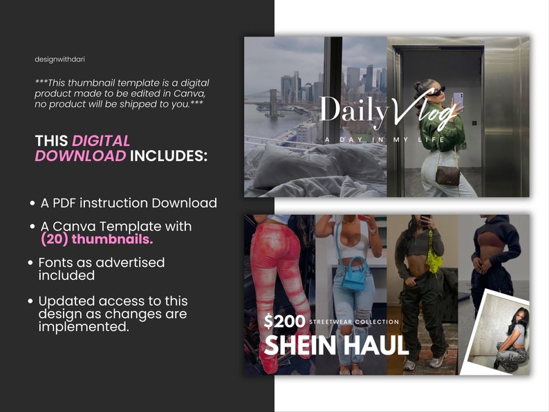 20 Youtube Thumbnail Templates for Vloggers | Lifestyle, Fashion ...