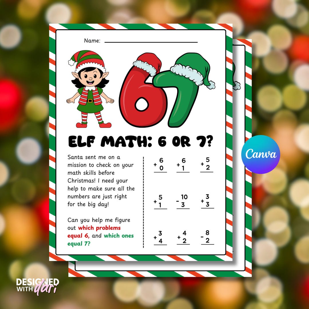 67 Elf Themed Math Worksheet, Elf Arrival Worksheet, Educational ...