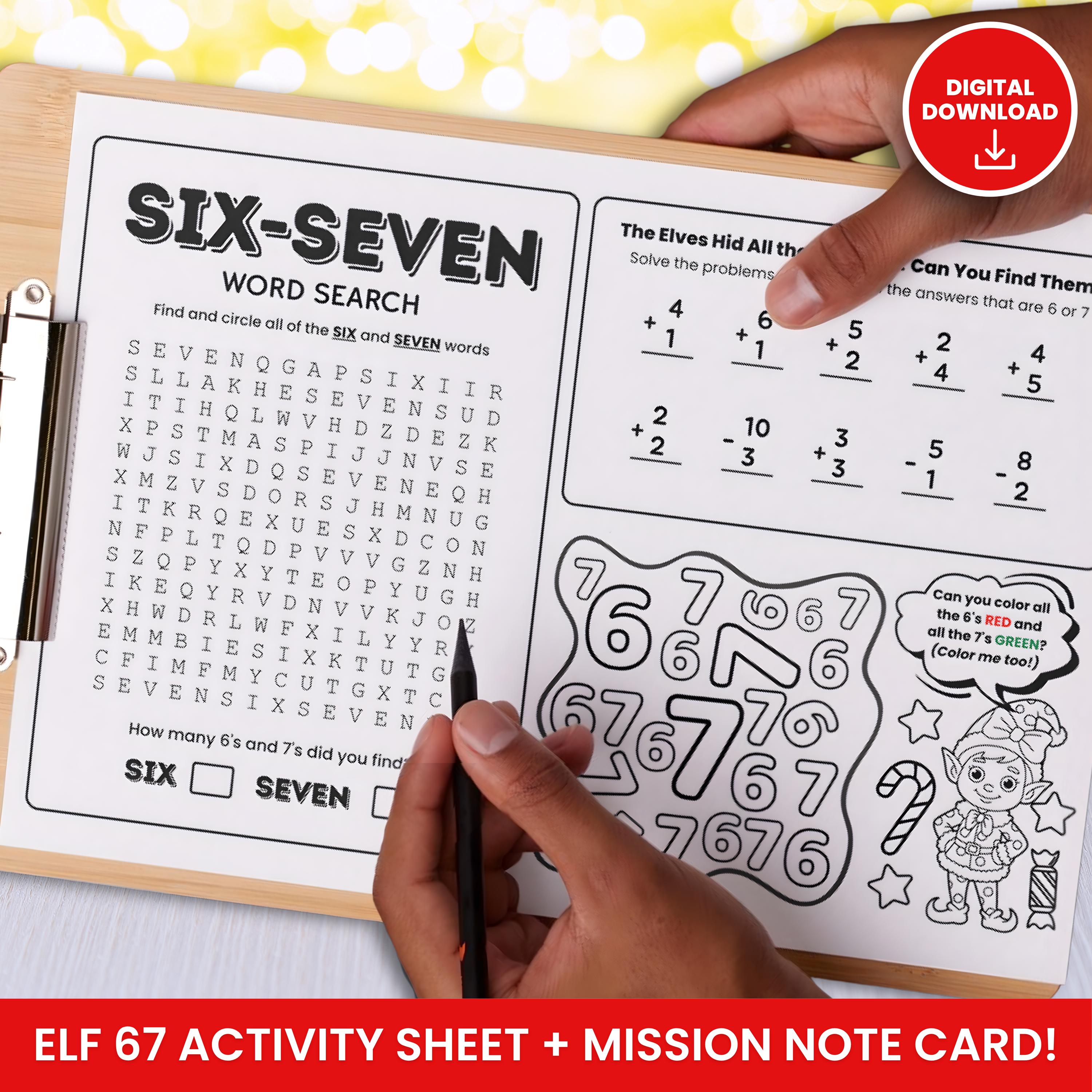 67 Elf Themed Math Worksheet, Elf 67 Printable Worksheet, Elf Arrival ...
