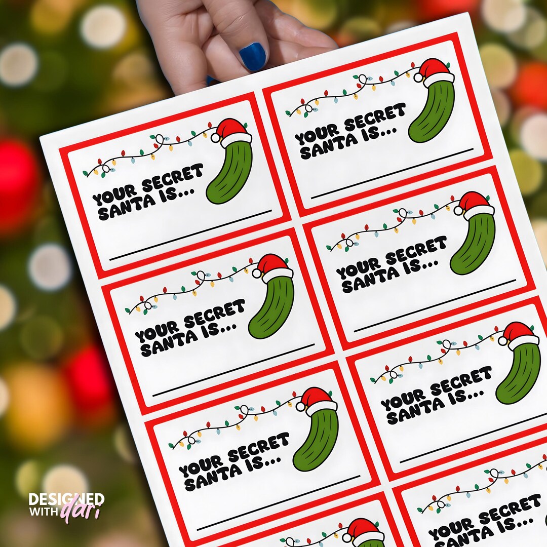 Printable Secret Santa Cards for Drawing Office Party, Secret Santa ...