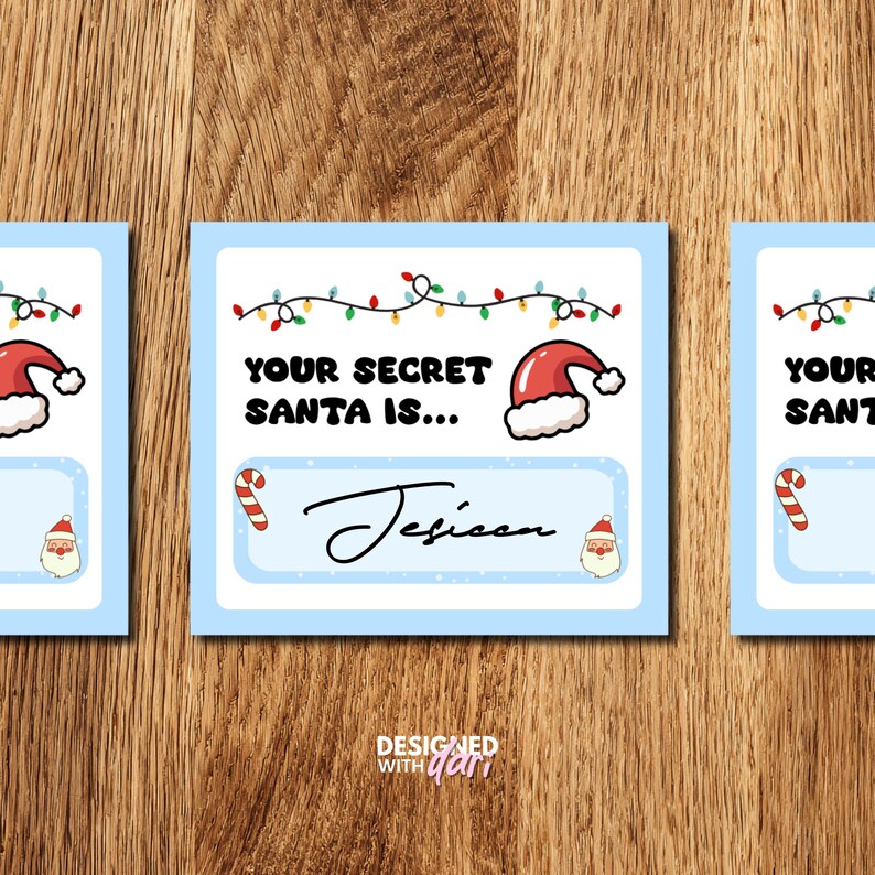 Pastel Secret Santa Drawing Cards - Secret Santa Name Card Template ...