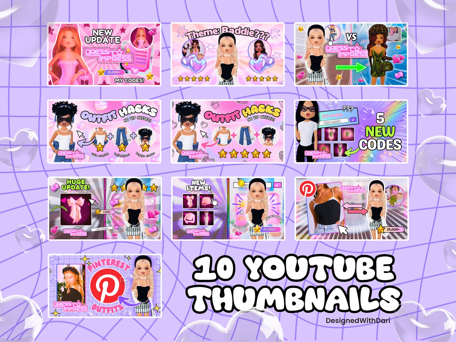 10 Youtube Thumbnail Templates for Dress to Impress, Roblox Youtube ...