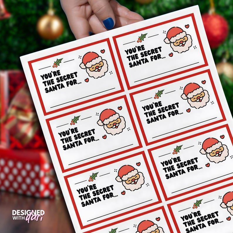 Secret Santa Card for Office Party, Printable Secret Santa Drawing ...
