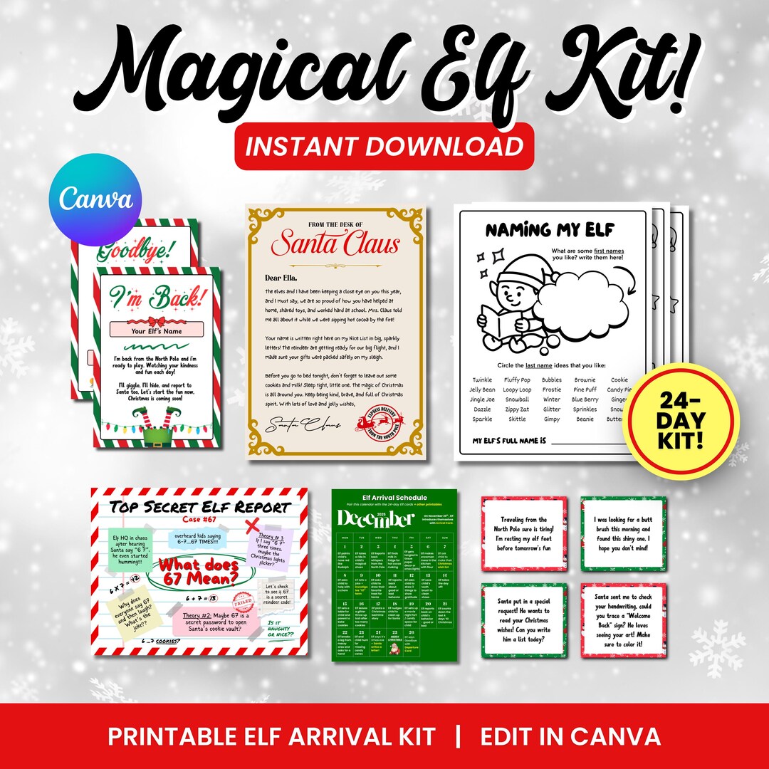 24-day Digital Elf Kit, Elf Activity Ideas, Elf Arrival Fun, Daily Elf ...