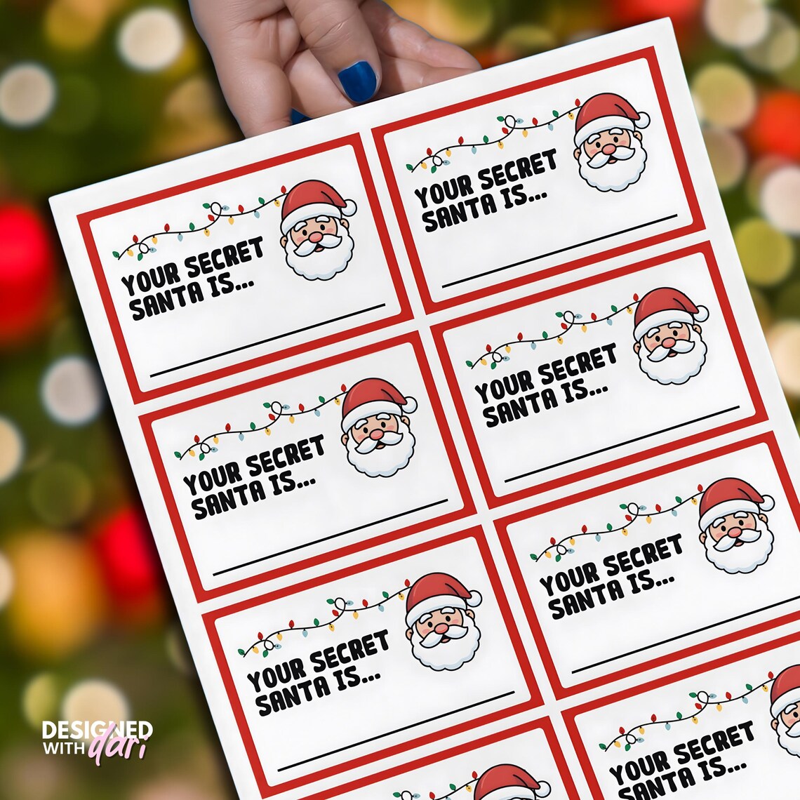 Printable Secret Santa Name Draw Cards, for Office Party, Secret Santa ...