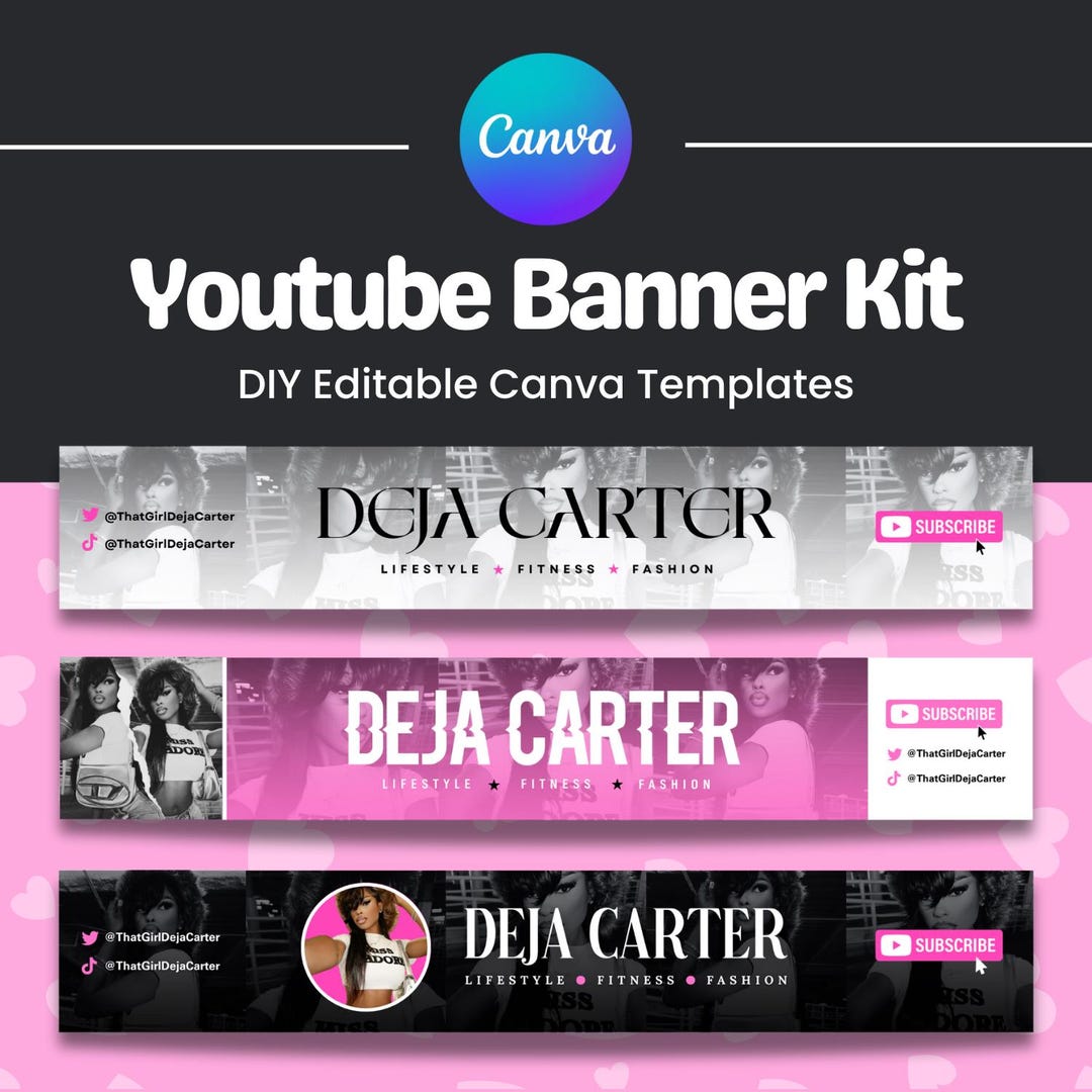 DIY Youtube Banner Kit: Editable Canva Templates (digital Download ...