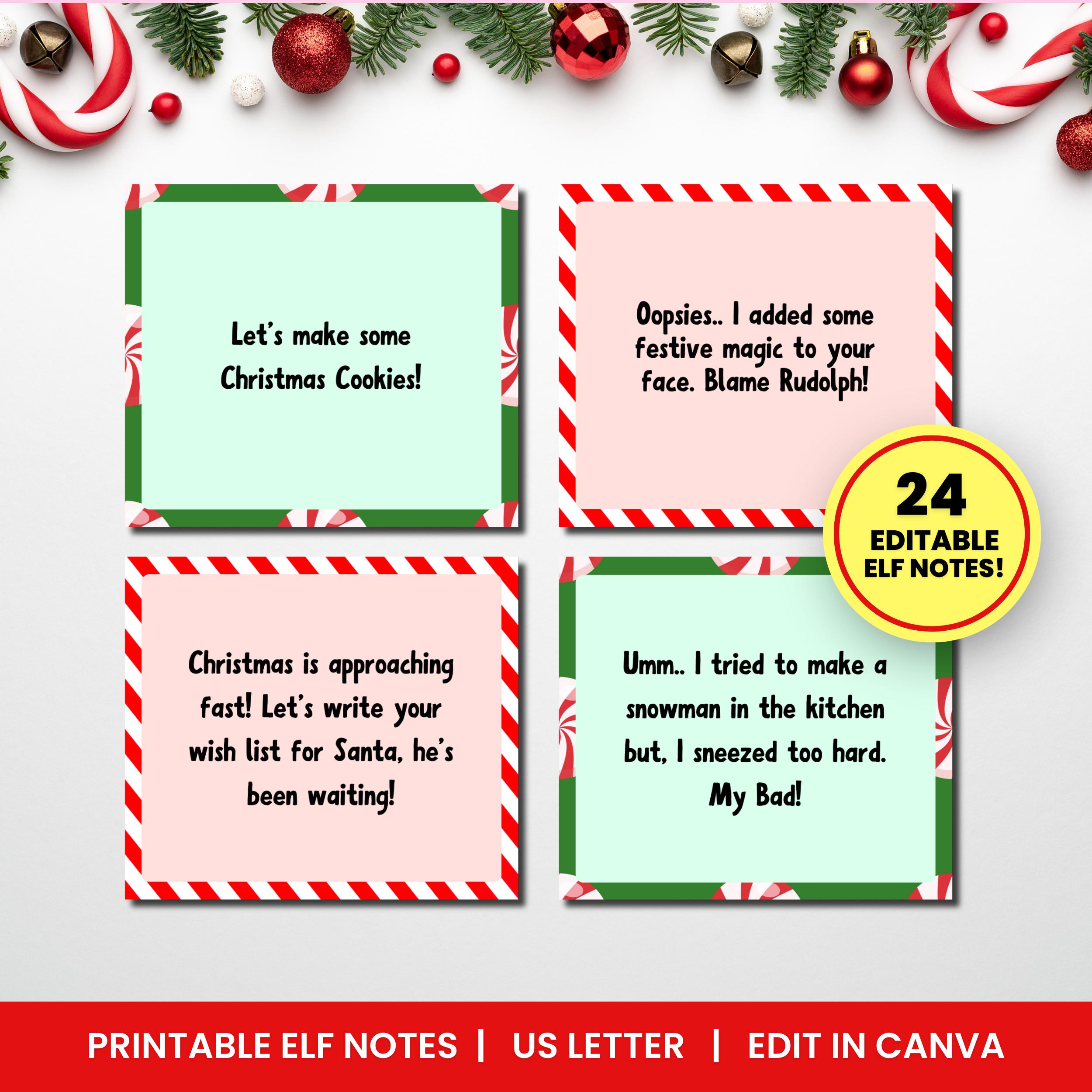 Editable Elf Note Cards Printable | Personalized Message From Elf ...