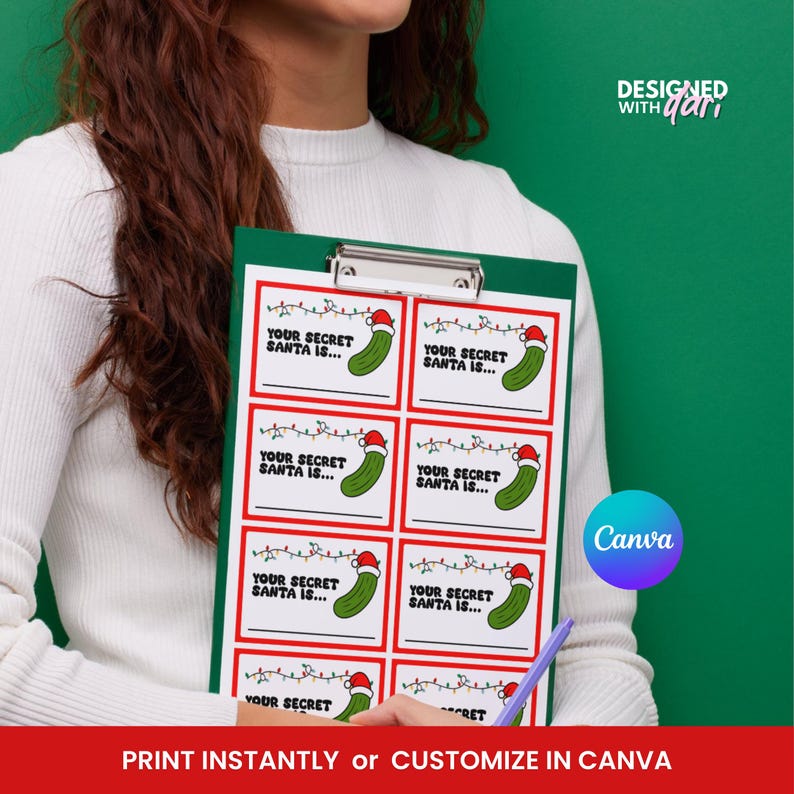 Printable Secret Santa Cards for Drawing Office Party, Secret Santa ...