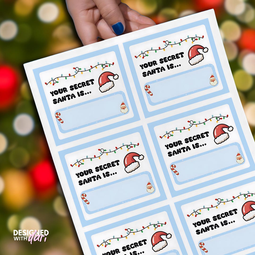 Pastel Secret Santa Drawing Cards - Secret Santa Name Card Template ...