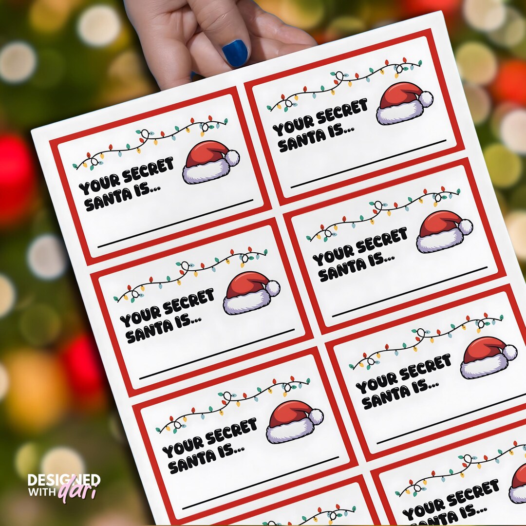 Printable Secret Santa Cards for Office Party Game, Secret Santa ...