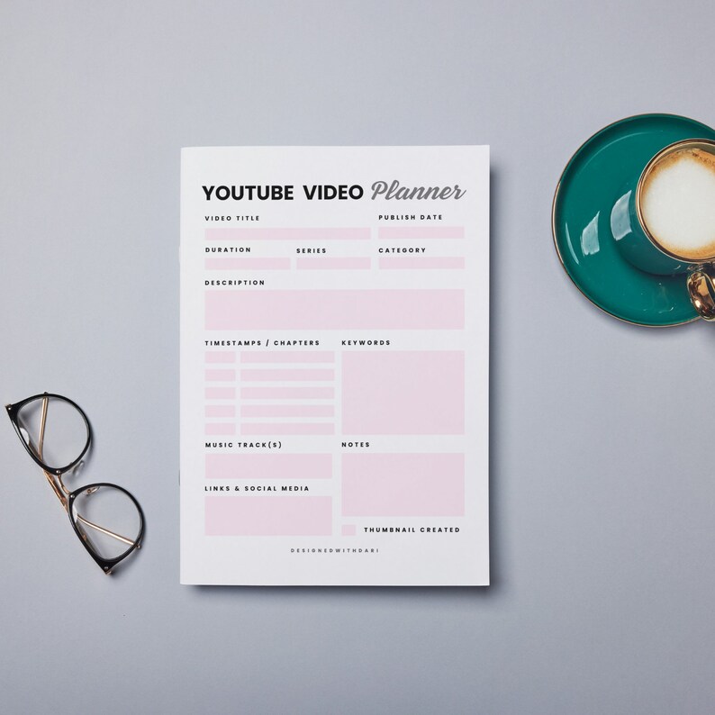 Youtube Video Planner: Scripting & Upload Worksheets (digital Download ...