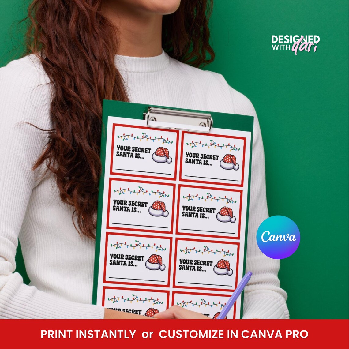 Secret Santa Name Draw Cards Printable, Secret Santa Cards for Drawing ...