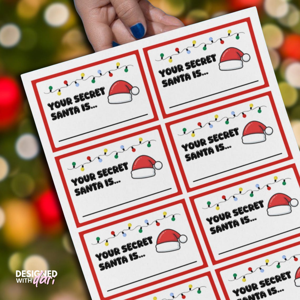 Printable Secret Santa Cards for Drawing Office Party, Secret Santa ...