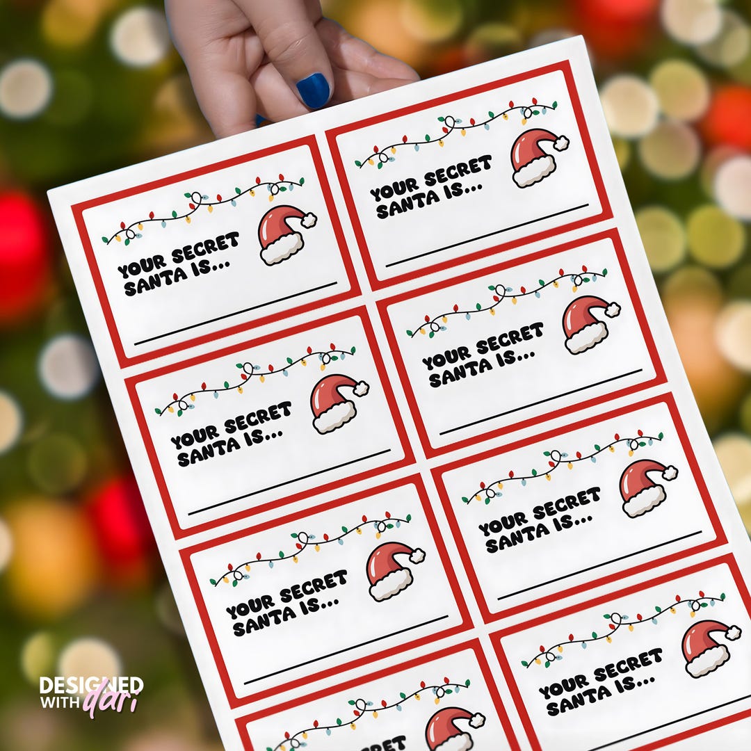 Printable Secret Santa Cards for Drawing Office Party, Secret Santa ...